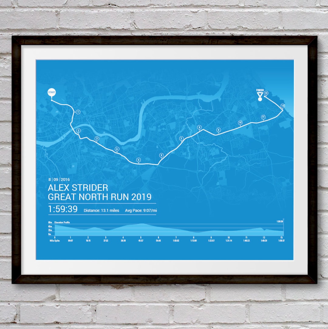 Great North Run Personalised Half Marathon Poster / Memento / Gift ...