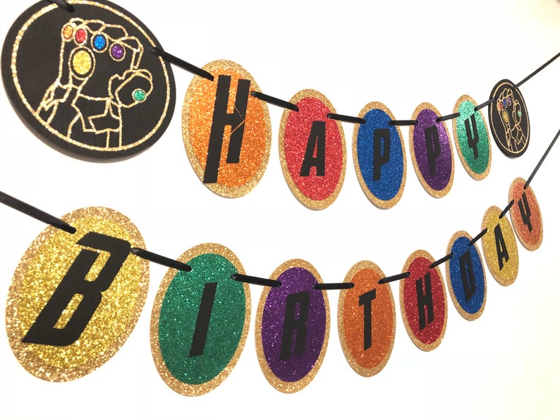 Infinity Stone Happy Birthday Banner | Etsy
