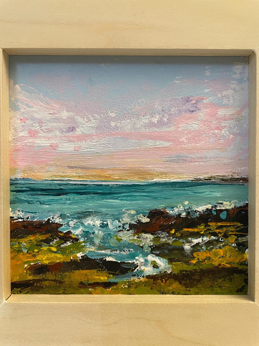 Ocean Sea Shore Beach Acrylic Painting Original 5x5” Ready to Hang ...