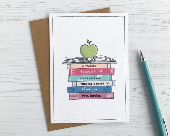 Personalised Teacher Apple Card Touches A Heart | Etsy