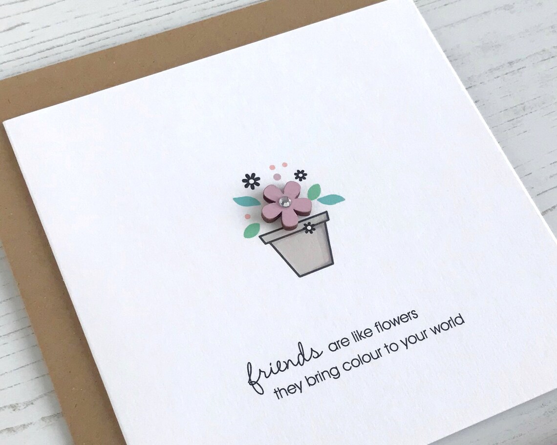 Sweet Friend Card | Flower Pot Watering Can - Etsy