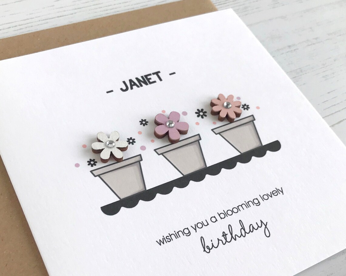 Personalised Birthday Card Flower Pot Trio - Etsy