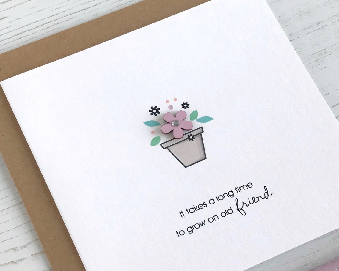 Sweet Friend Card | Flower Pot Watering Can - Etsy