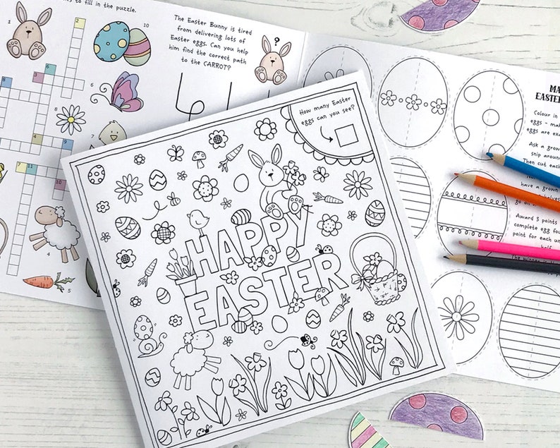 Easter Activity Puzzle Card Children's Colouring and - Etsy UK