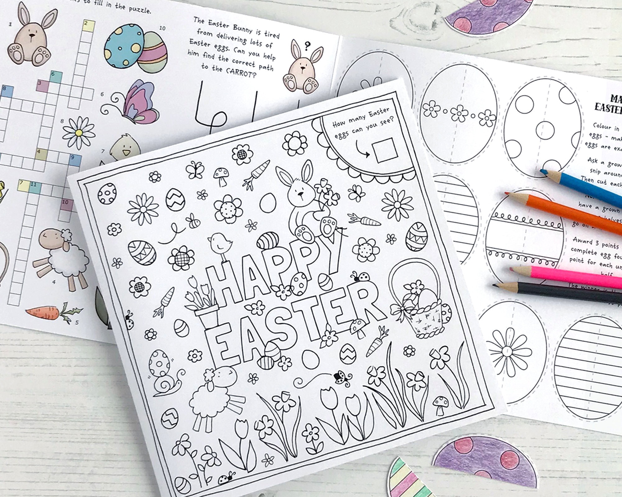 Easter Activity Puzzle Card Children's Colouring and - Etsy UK
