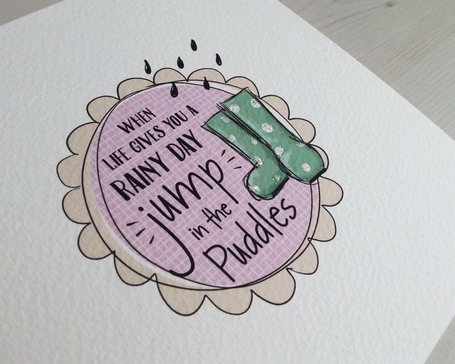 Positive Quote Art Print Cute Nursery Art Wellies Print - Etsy UK