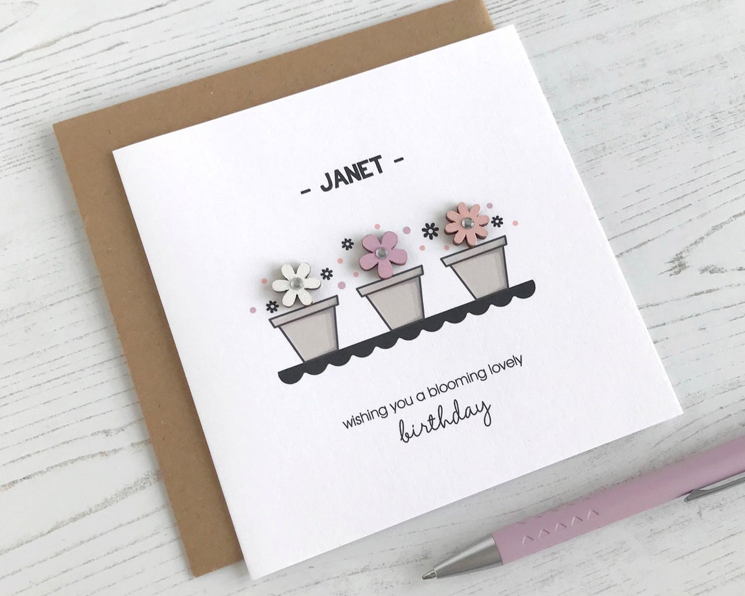 Personalised Birthday Card Flower Pot Trio - Etsy