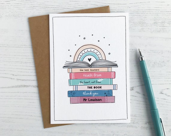 Personalised Rainbow Teacher Card Teach From the Heart - Etsy