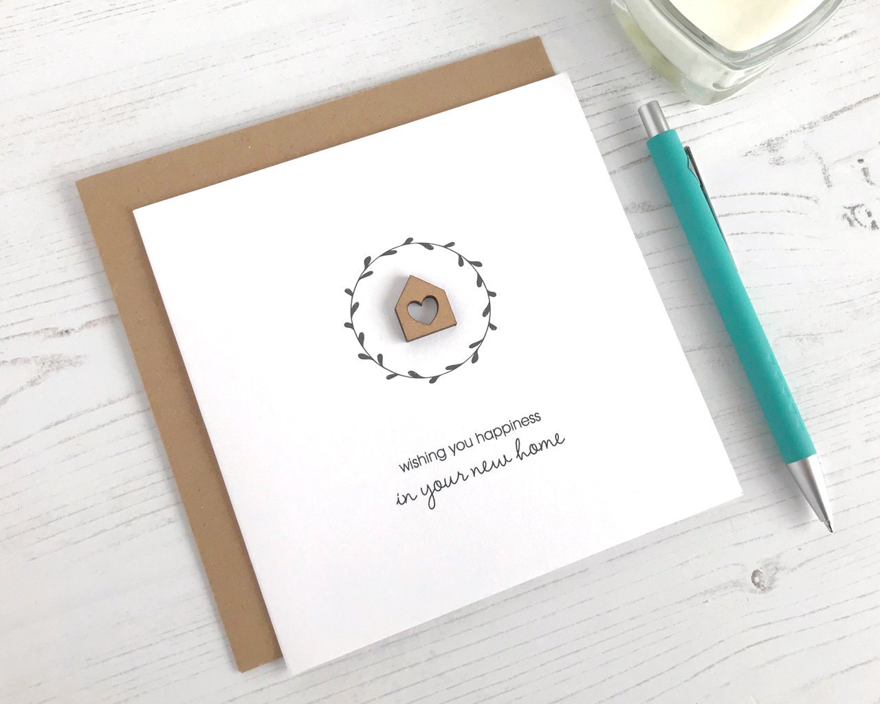 New Home Congratulations Card wood House - Etsy