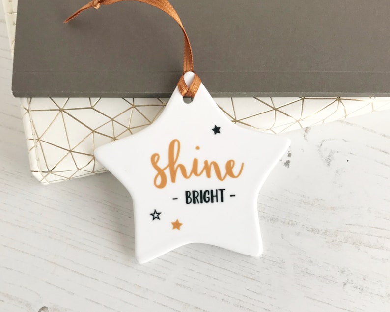 Star Decoration Shine Bright Keepsake | Ceramic Star Hanging Ornament ...