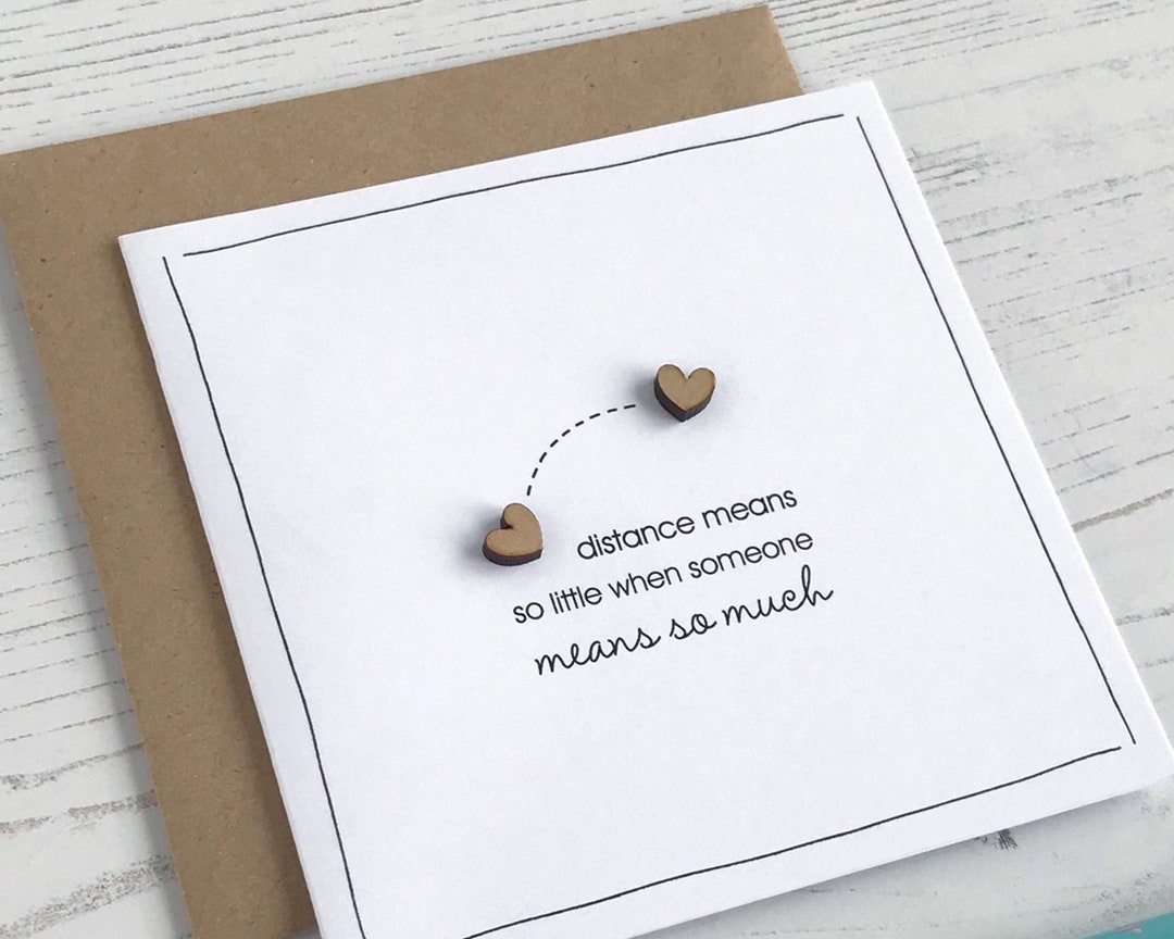 Distance Means so Little Card - Miss You Card - Long Distance Card - Etsy
