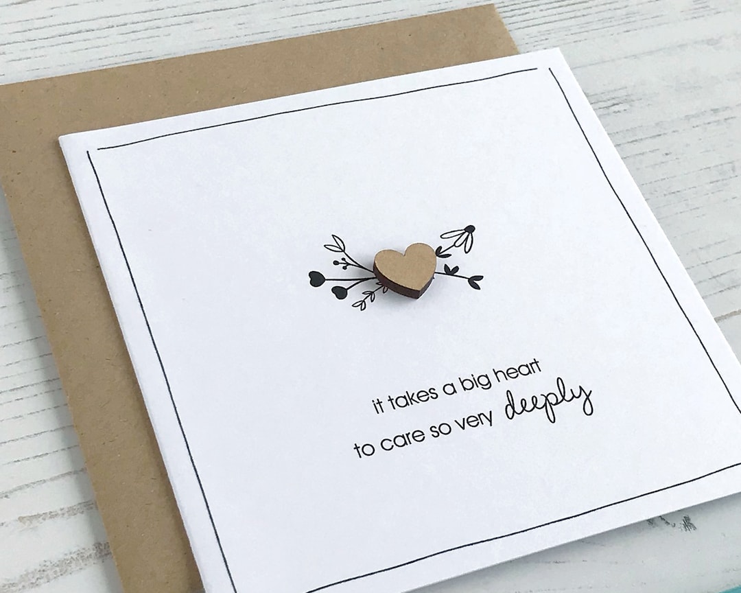 Sentimental Thank You Card | Big Heart to Care so Deeply - Etsy