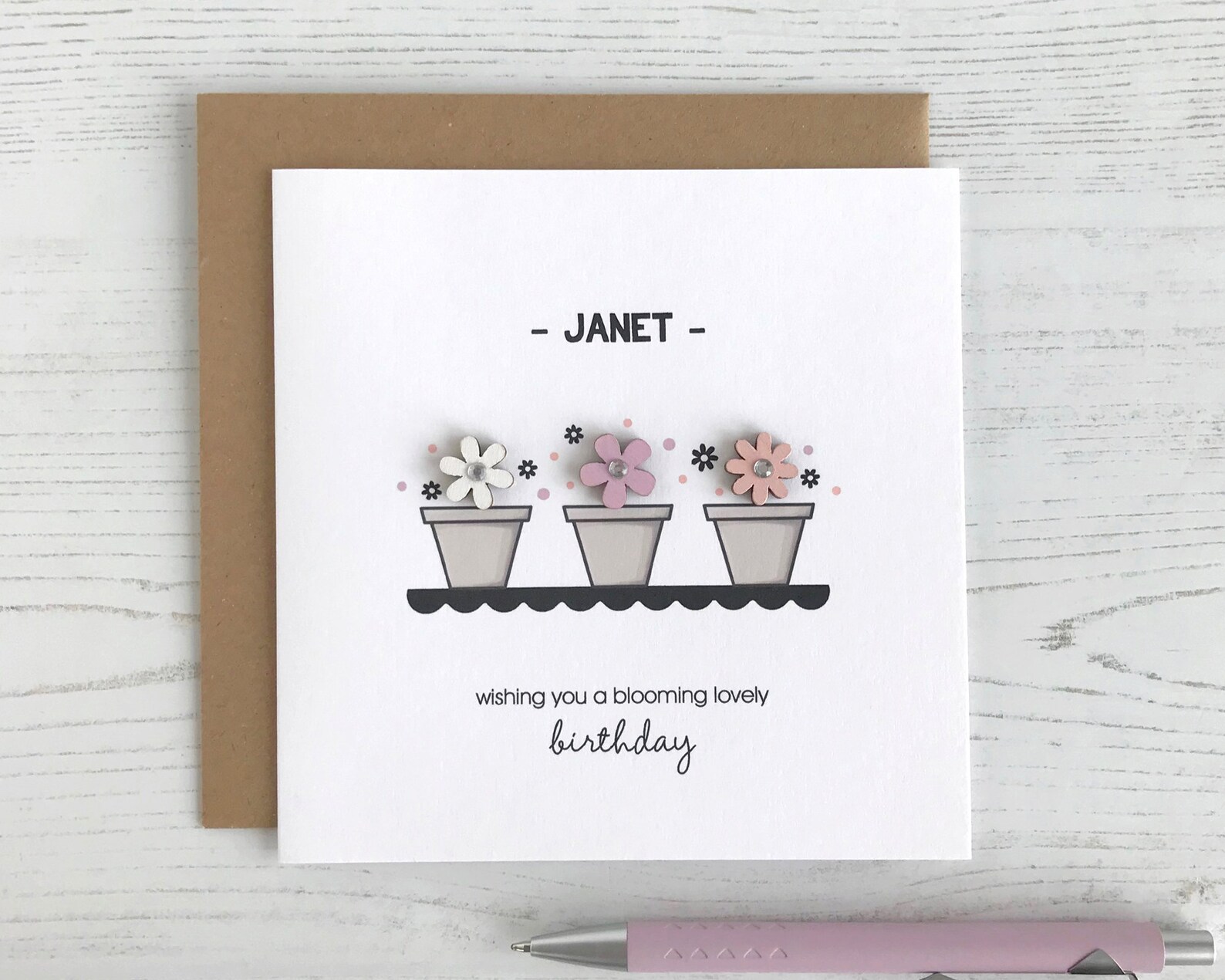 Flower Pot Birthday Card | Flower Pot Trio - Etsy