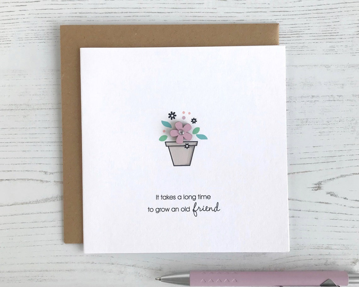 Sweet Friend Card Flower Pot Watering Can | Etsy