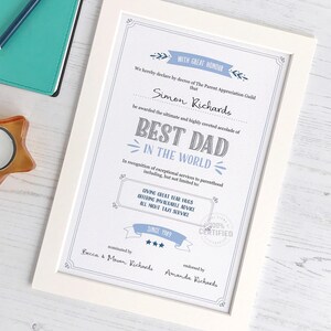 Best Dad Certificate Personalised Father's Day Gift World's Best Dad ...