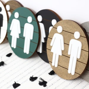 3D Restroom Shiplap Sign, Mini Bathroom Signs, Farmhouse Bathroom Decor ...