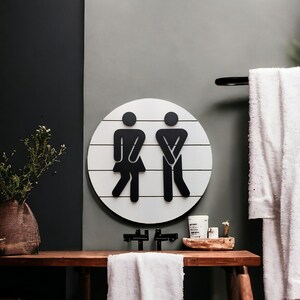 Funny Shiplap 3D Restroom Sign Bathroom Wall Decor Modern Farmhouse ...