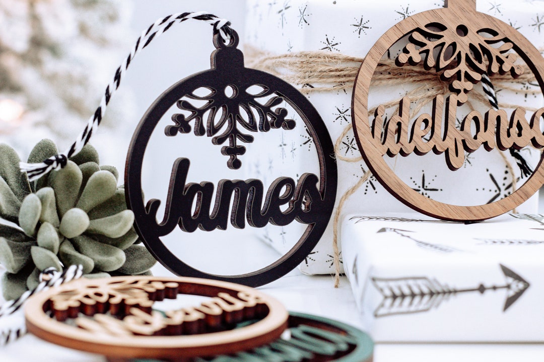 Personalized Name Ornament With Gift Box Wooden Custom Name Ornament ...