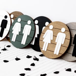 3D Restroom Shiplap Sign, Mini Bathroom Signs, Farmhouse Bathroom Decor ...