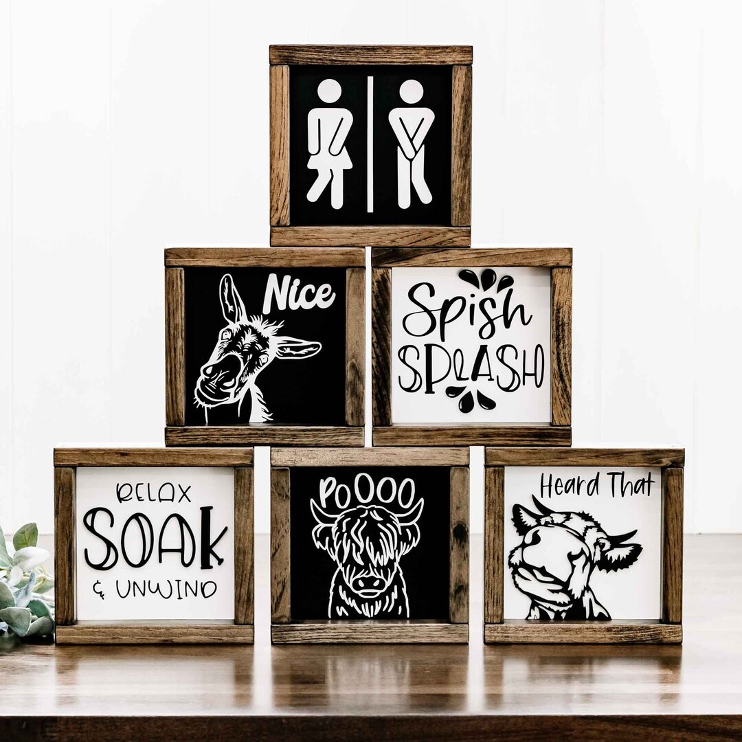 7x7 3D Lettered Signs Bathroom Wall Decor Bathroom Shelf Decor Modern ...