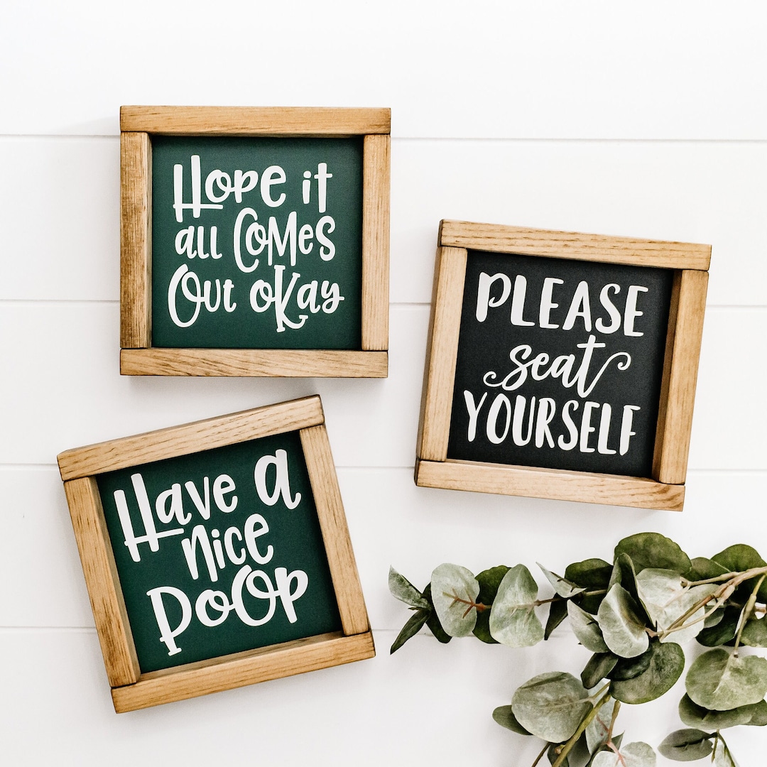 Bathroom Wall Decor Sign Collection Bathroom Shelf Decor Mini Signs ...
