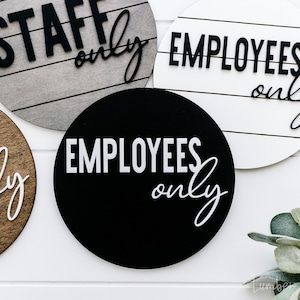 3D Staff Only Sign Business Door Signs Employees Only Sign Boutique ...
