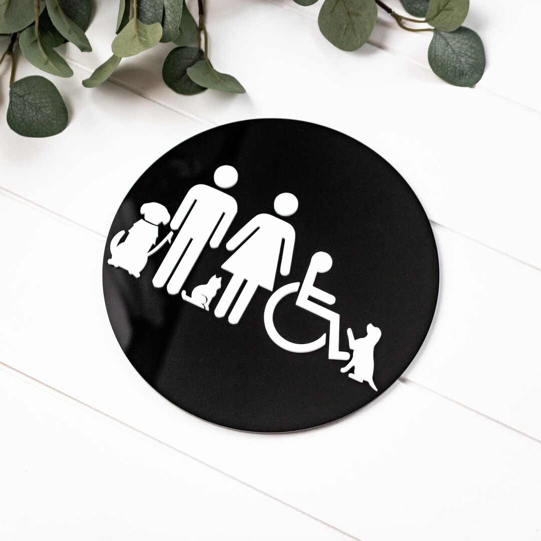 3D Acrylic Restroom Sign With Pets Restroom Sign for Veterinarian ...