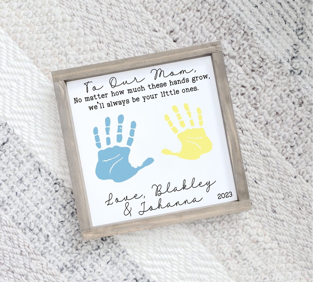 Custom Hand Print Sign for Mom From Multiple Kids Mothers Day Gift From ...