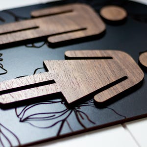 Modern Arch Floral Engraved Restroom Sign Luxury Spa Decor Modern ...