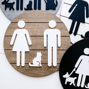 3D Restroom Sign With Pets Restroom Sign for Veterinarian Office Gift ...