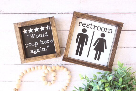 Adults Restroom Sign Would Poop Here Again Set | Etsy
