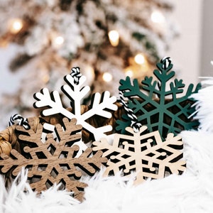 Set of 8 Big Snowflakes Christmas Neutral Tree Ornaments Minimalist ...