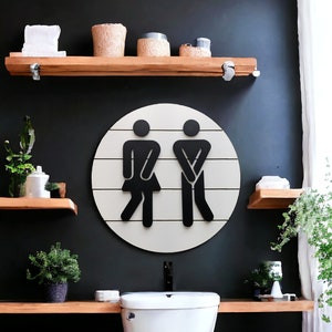 Funny Shiplap 3D Restroom Sign Bathroom Wall Decor Modern Farmhouse ...