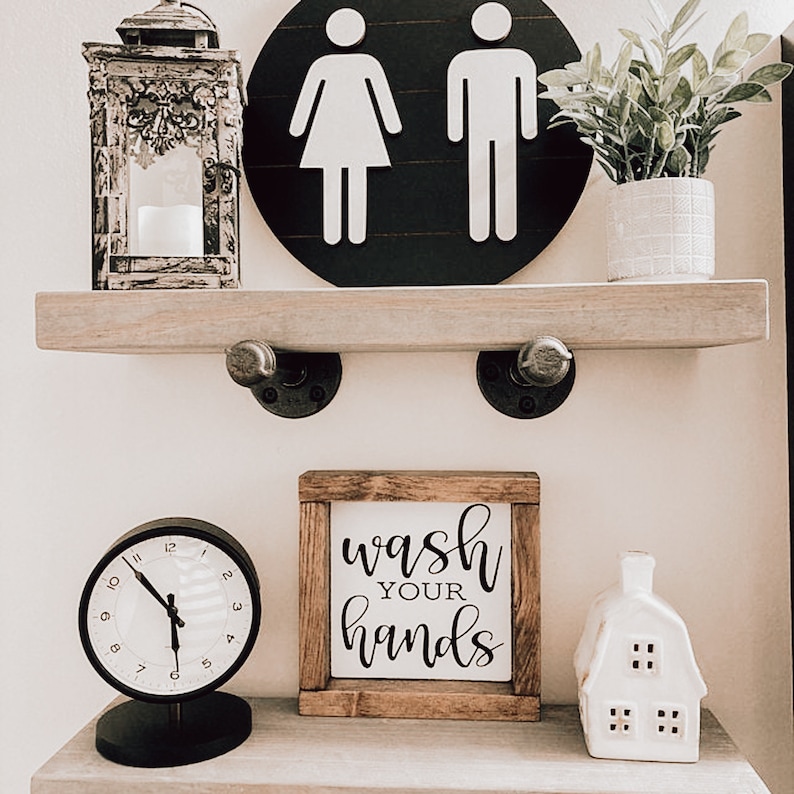 3D Restroom Shiplap Sign Mini Bathroom Signs Farmhouse - Etsy