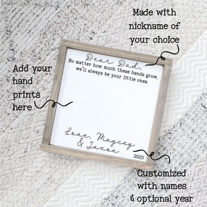 Custom Hand Print Sign for Dad From Kids Fathers Day Gift From Multiple ...