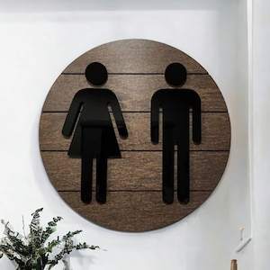 3D Restroom Shiplap Sign, Mini Bathroom Signs, Farmhouse Bathroom Decor ...