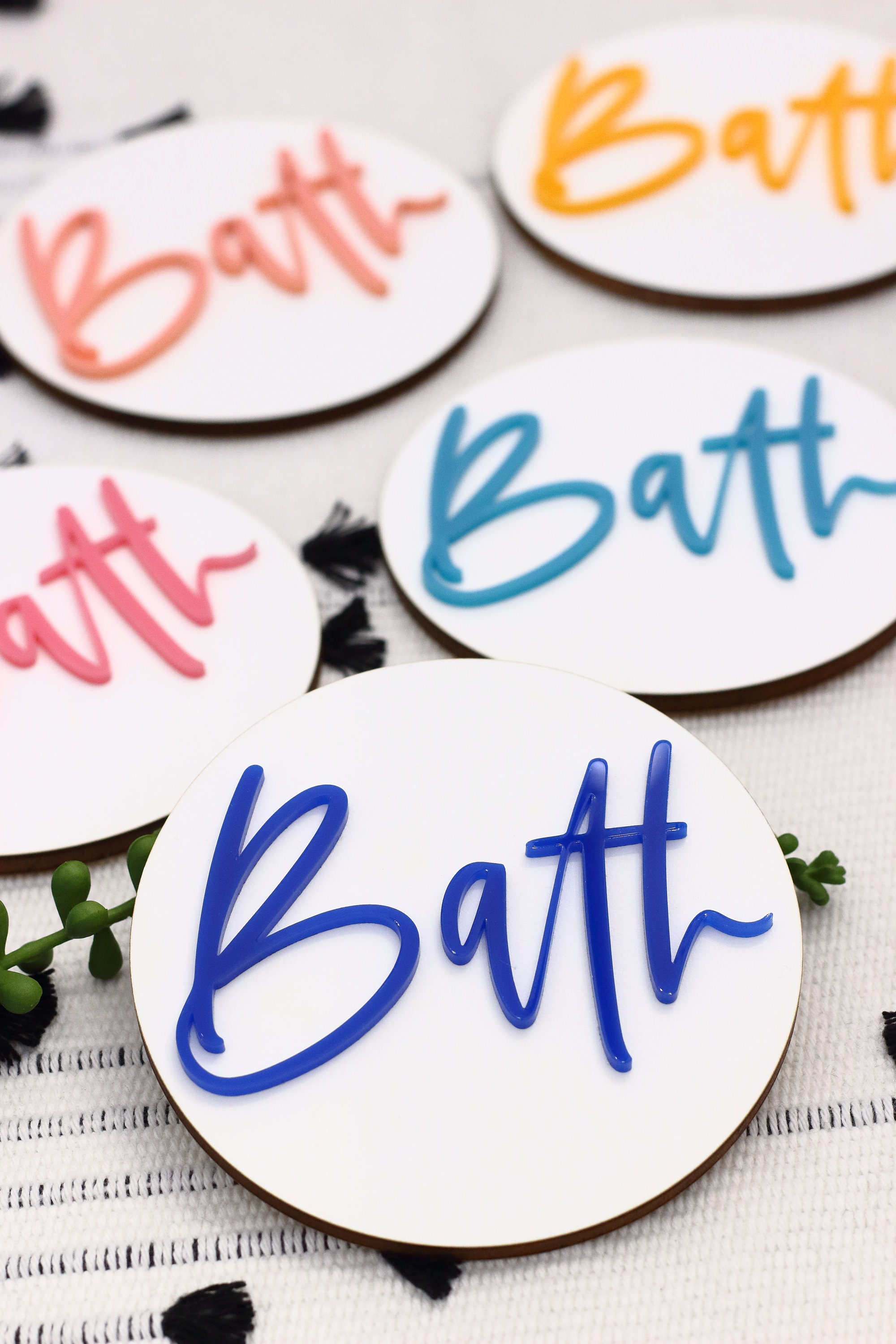 Round White 3D Bath Sign Bathroom Wall Decor Bath Sign for - Etsy
