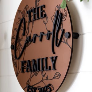Modern Floral Textured Family Name Sign Wedding Gift for Couple New ...