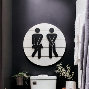 Funny Shiplap 3D Restroom Sign Bathroom Wall Decor Modern Farmhouse ...