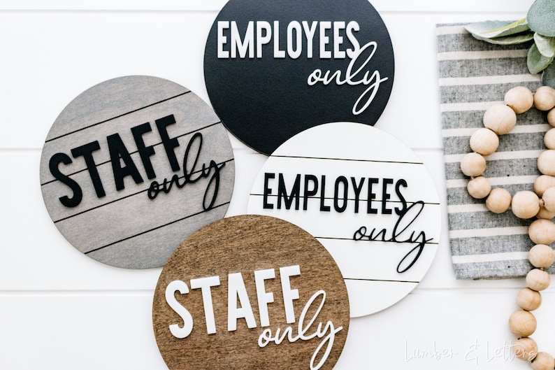 3D Staff Only Sign Business Door Signs Employees Only Sign Boutique ...