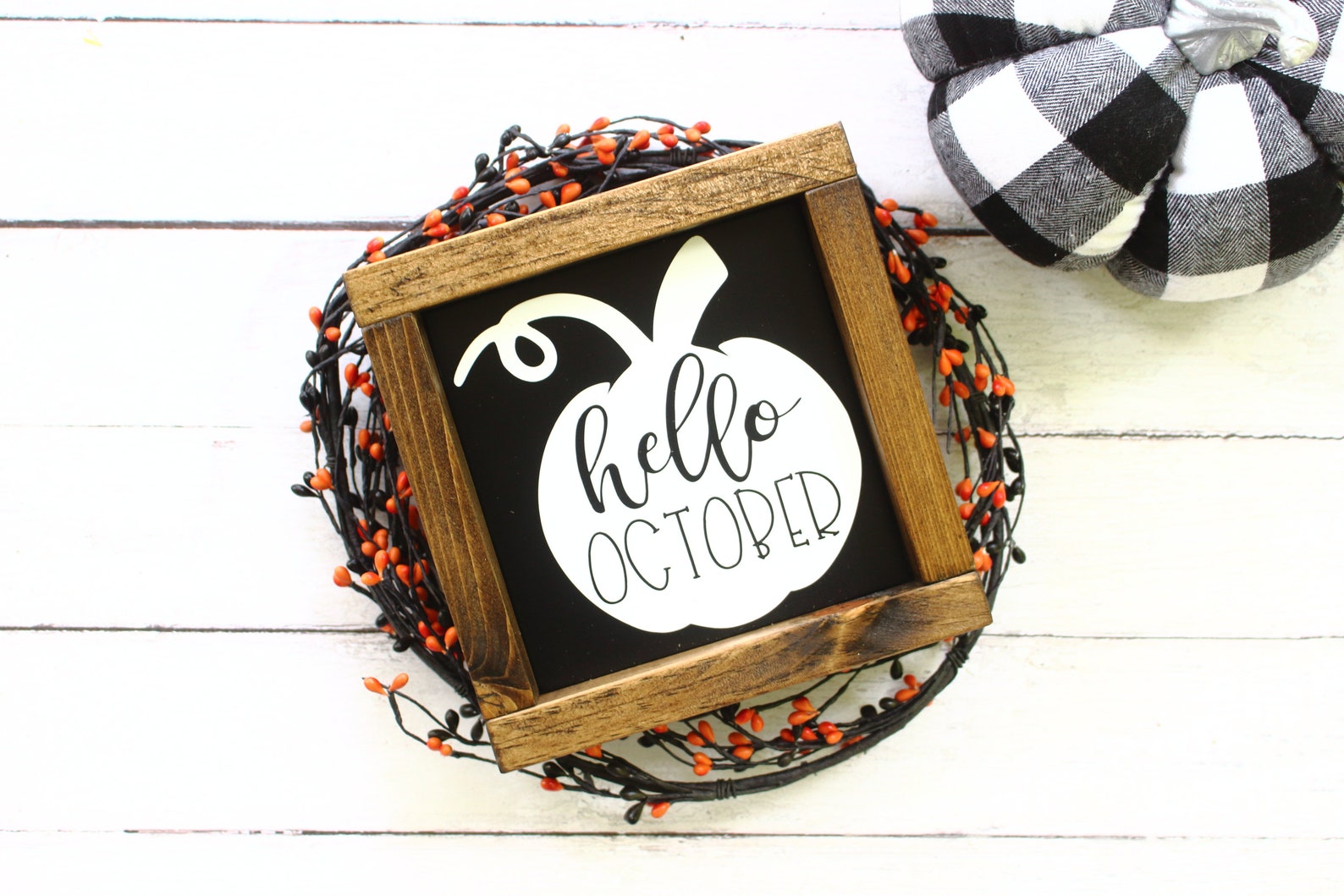 Hello October Farmhouse Halloween Sign | Etsy
