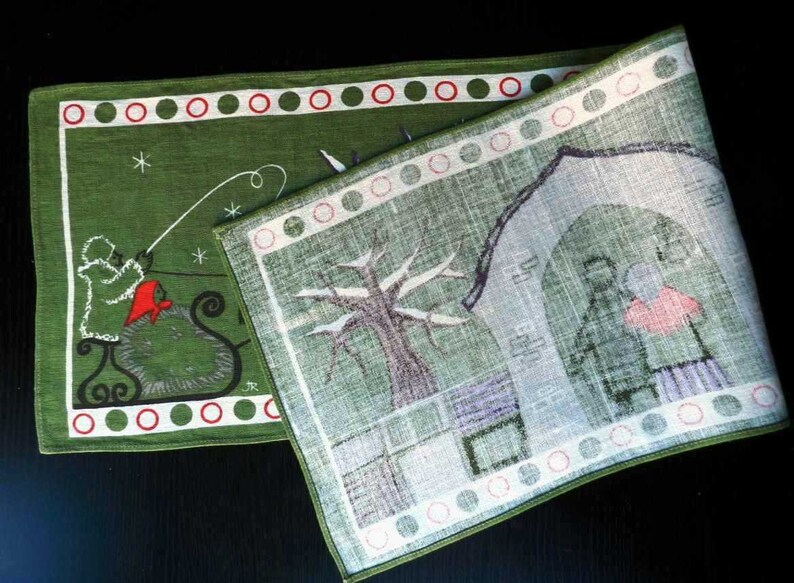 Vintage Swedish Jerry Roupe Printed Linen Wall Hanging Table - Etsy