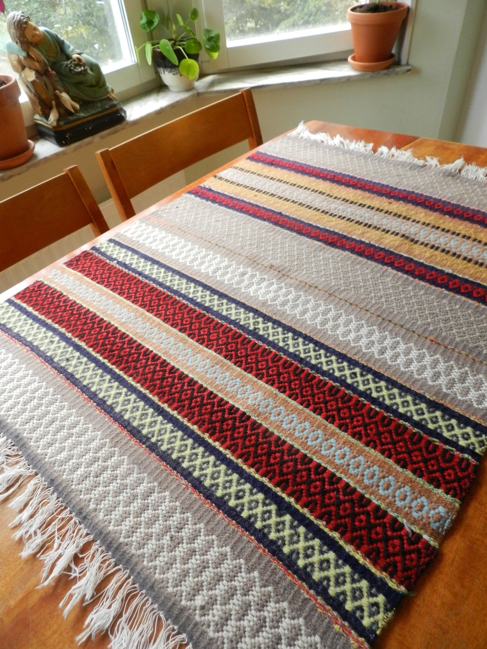 Antique Hand-woven Wool Table Runner: Swedish Rosengång Folk Art - Etsy