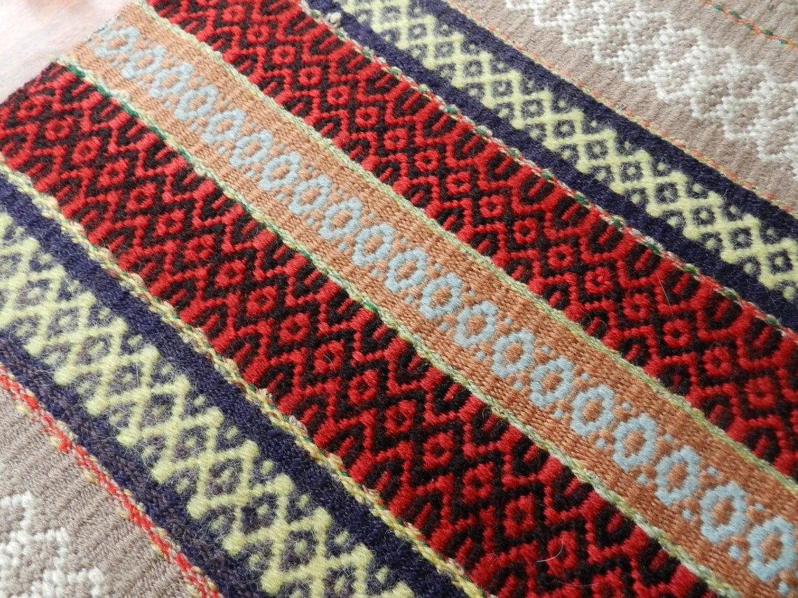 Antique Hand-woven Wool Table Runner: Swedish Rosengång Folk Art - Etsy