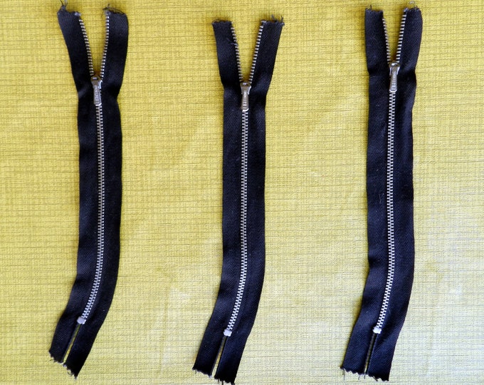 3 Vintage Deadstock Curved Lightning Zippers for Trousers / Black 40s ...