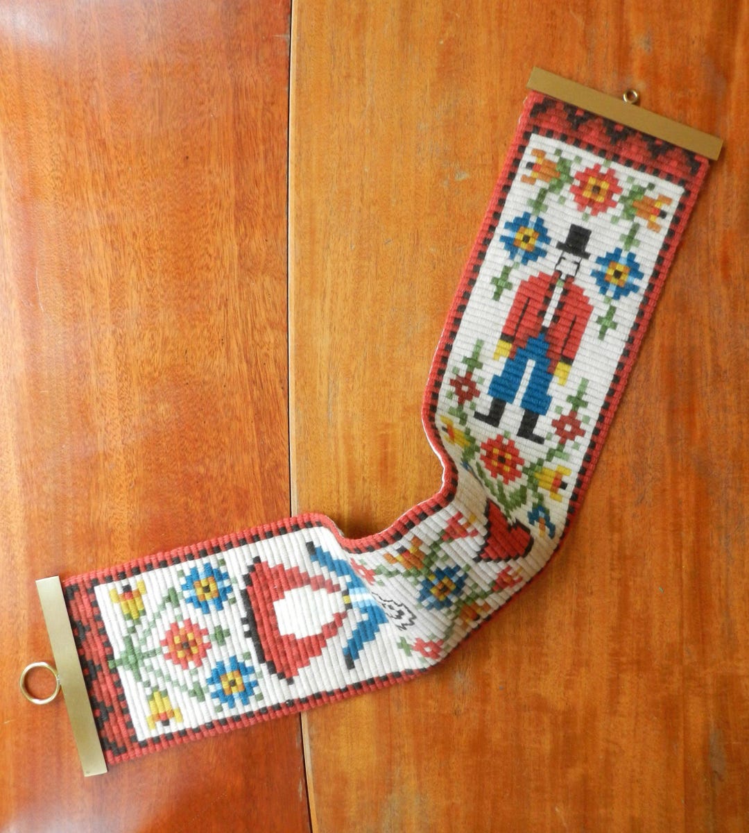 Vintage Bell Pull With Hardware / Folklore Embroidery With Heart and ...