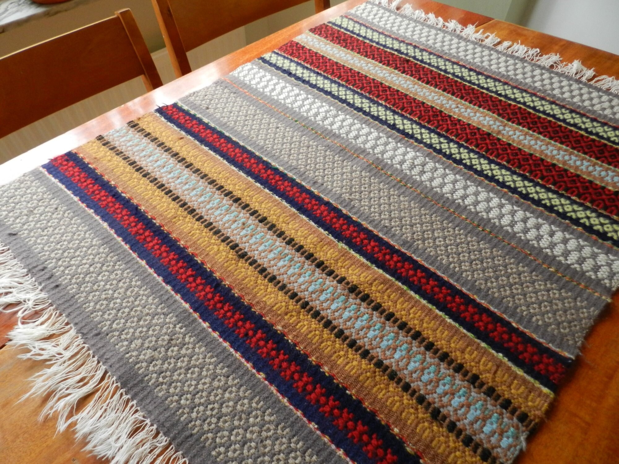 Antique Hand-woven Wool Table Runner: Swedish Rosengång Folk Art - Etsy