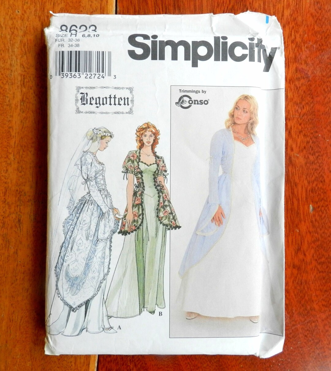 Uncut Sewing Pattern for Historical Costume / Simplicity 8623 Begotten ...