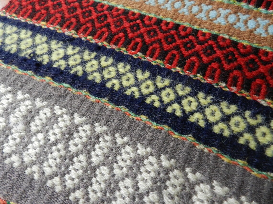 Antique Hand-woven Wool Table Runner: Swedish Rosengång Folk Art - Etsy