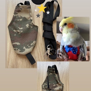 Army Bird Diaper Parrot Flight Suit +2meters Leash Cockatiel Lovebird ...